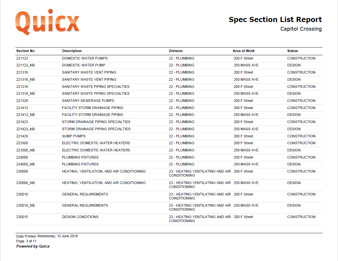 Construction Specifications linked to Change Orders and Drawings